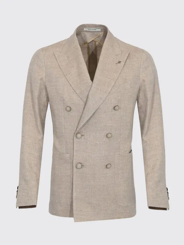 Tagliatore Double-breasted Blazer In Linen And Cotton With Peak Lapels