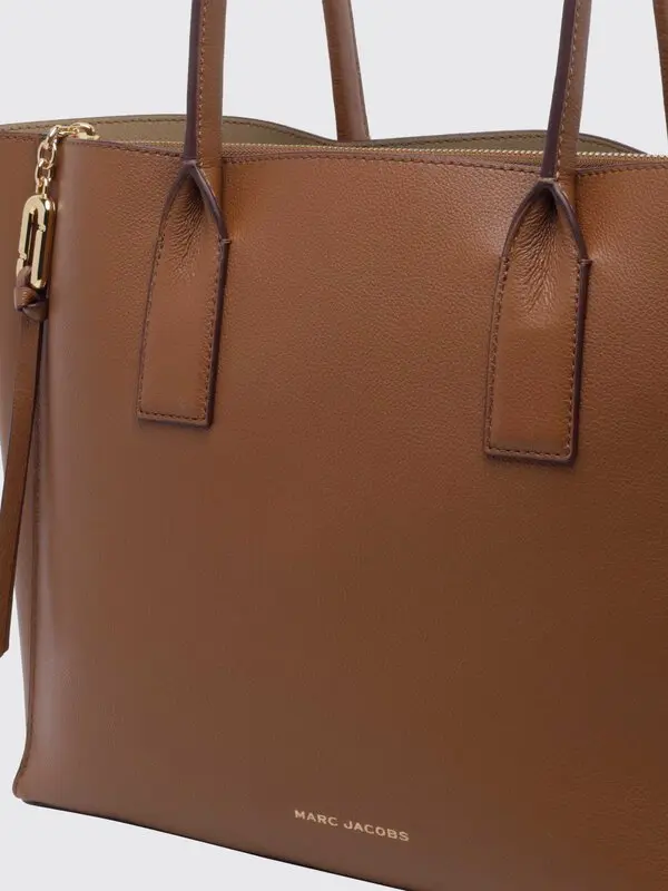 Marc Jacobs Pop J Marc Work Tote Bag In Leather With Double J Logo - Brown