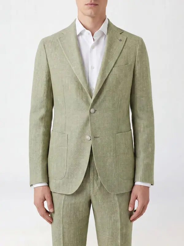 Tagliatore Single-breasted Blazer In Linen And Cotton With Peak Lapels