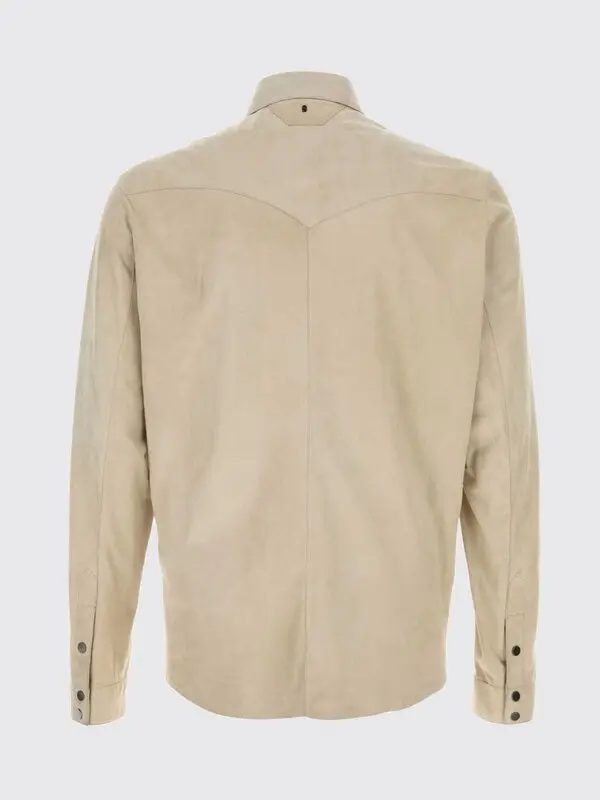 SALVATORE SANTORO Suede Leather Shirt Jacket With A Curved Hem