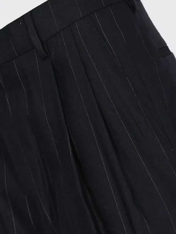 Tagliatore High-waisted Pinstriped Knee-length Tailored Shorts