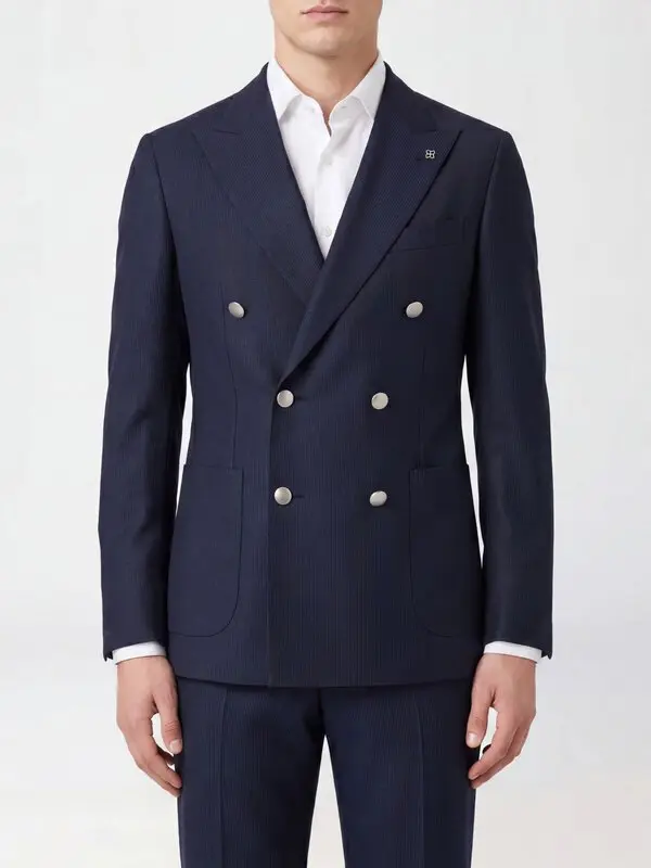Tagliatore Double-breasted Blazer In Pure Virgin Wool With Peak Lapels