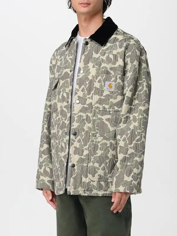Carhartt Work In Progress Camouflage Pattern Jacket With Velvet Collar