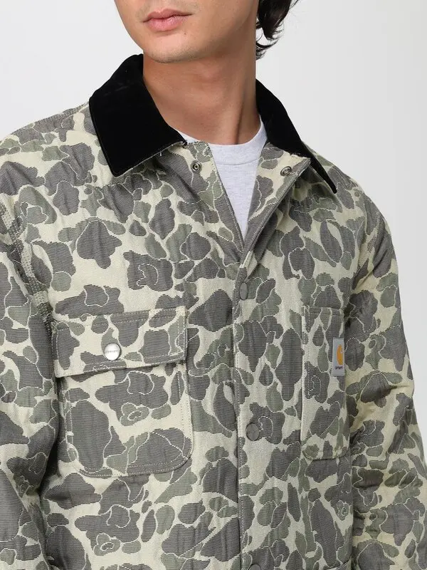 Carhartt Work In Progress Camouflage Pattern Jacket With Velvet Collar