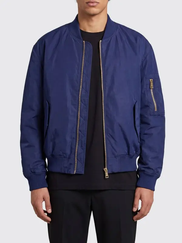Balmain Nylon Bomber Jacket With Zip Closure And Patch Pockets