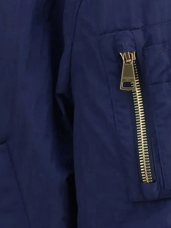 Balmain Nylon Bomber Jacket With Zip Closure And Patch Pockets