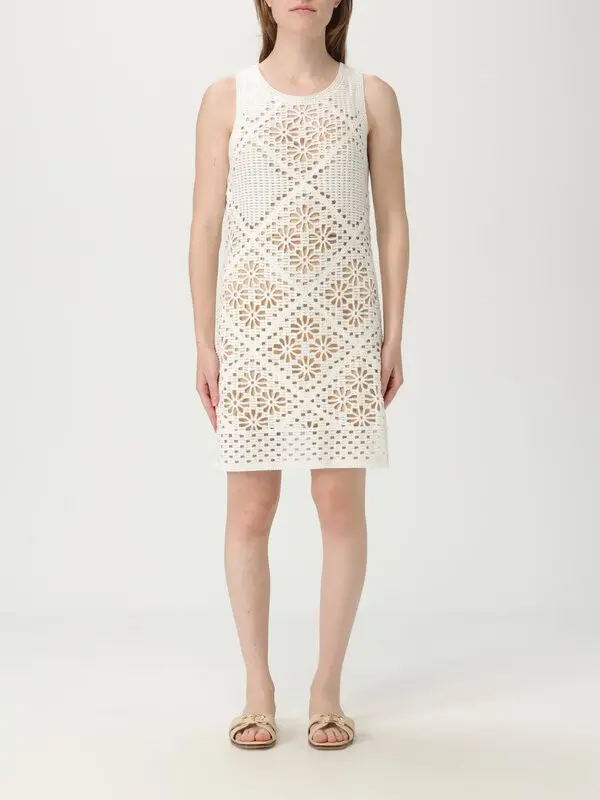 TWINSET Crocheted Mini Dress With Geometric And Floral Motifs
