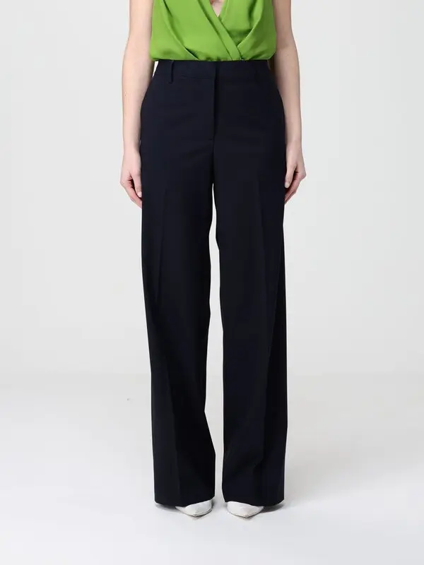 PT TORINO Wide Leg Stretch Virgin Wool Trousers - Blue