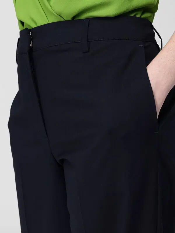 PT TORINO Wide Leg Stretch Virgin Wool Trousers - Blue