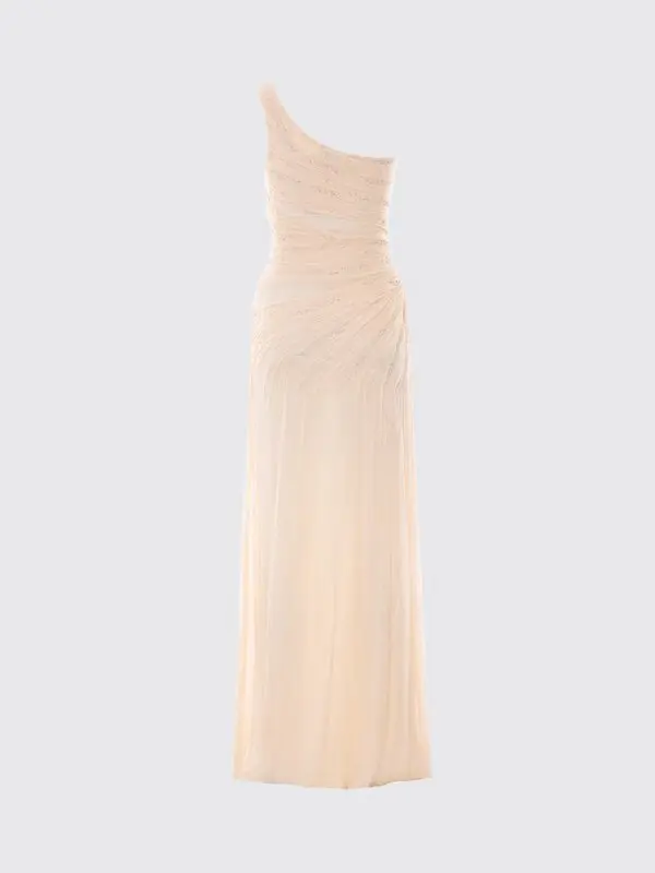 Elisabetta Franchi Long Viscose Dress With Rhinestones