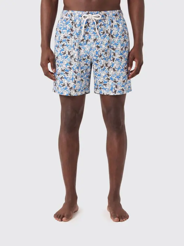MC2 SAINT BARTH Graphic Print Swim Shorts With Drawstring Waist - Ivory