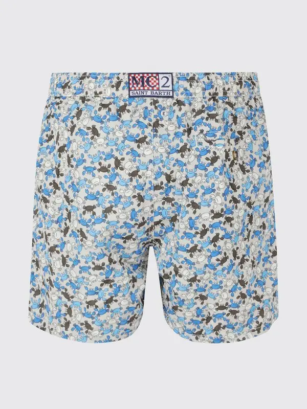 MC2 SAINT BARTH Graphic Print Swim Shorts With Drawstring Waist - Ivory