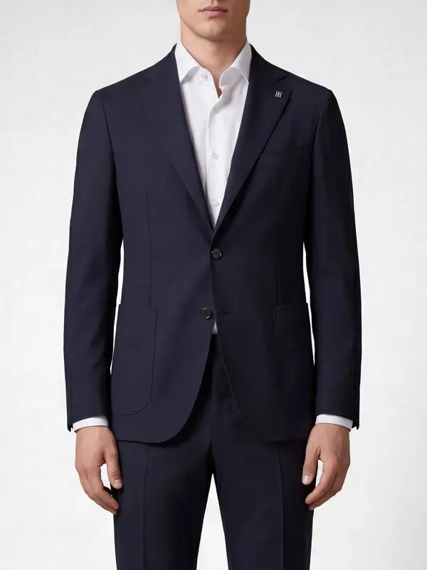 Tagliatore Single-breasted Blazer In Virgin Wool And Silk With Peak Lapels