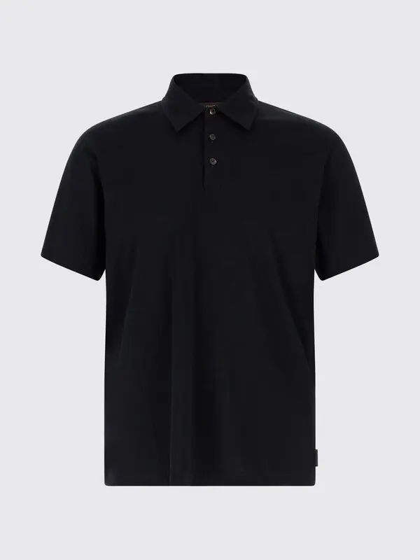 ZANONE Cotton And Silk Polo Shirt - Navy