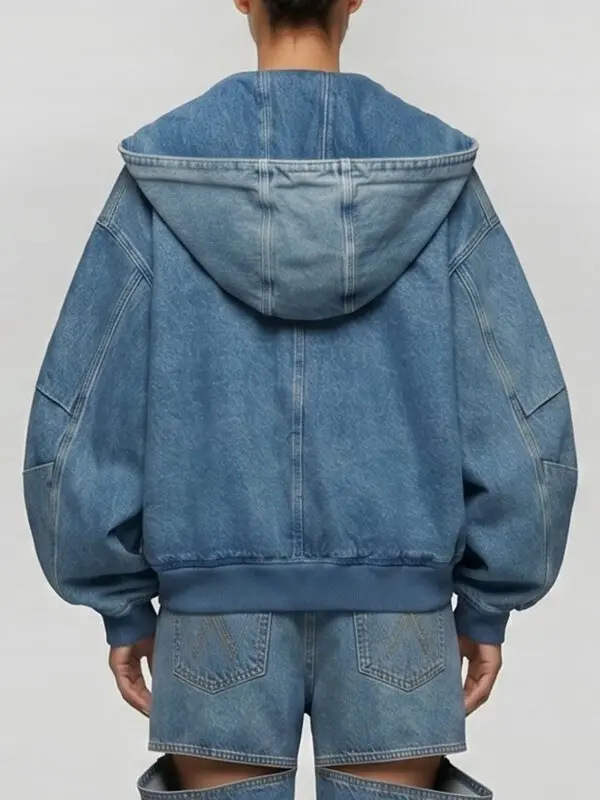 Attico Denim Bomber Jacket With Hood