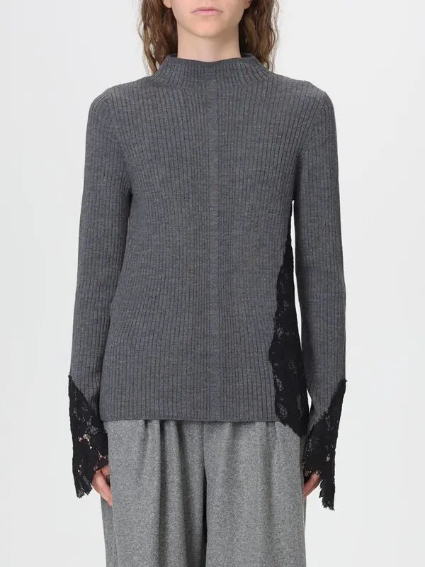 Pinko Lace-trimmed Ribbed Knit Jumper