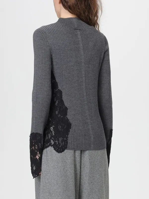Pinko Lace-trimmed Ribbed Knit Jumper