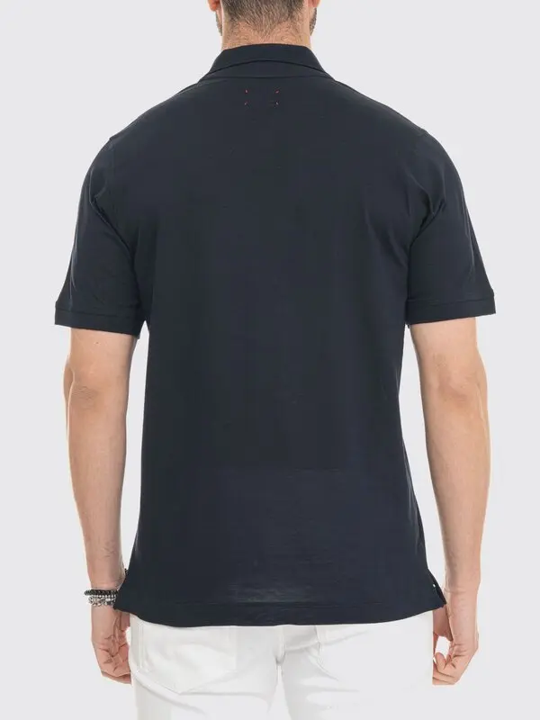 Kiton Short-sleeved Polo Shirt In 100% Cotton With A Classic Collar - Blue
