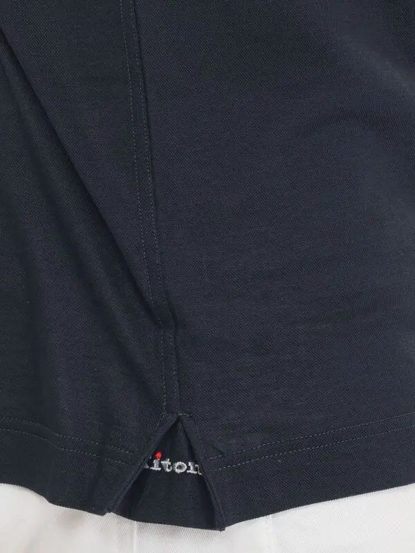 Kiton Short-sleeved Polo Shirt In 100% Cotton With A Classic Collar - Blue