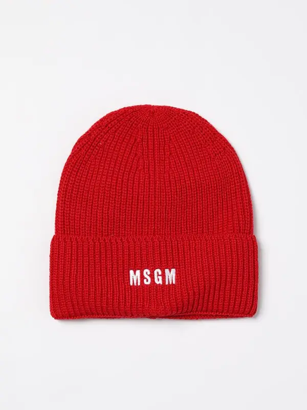 MSGM Ribbed Beanie Hat - Red