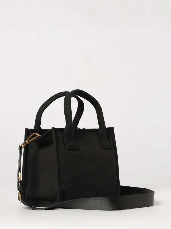 TWINSET Cow Print Cotton Canvas Bag - Black