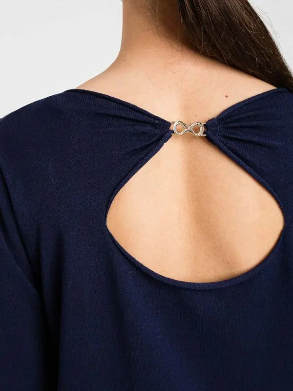 TWINSET Viscose Knit Sweater With Jewel Detail - Blue