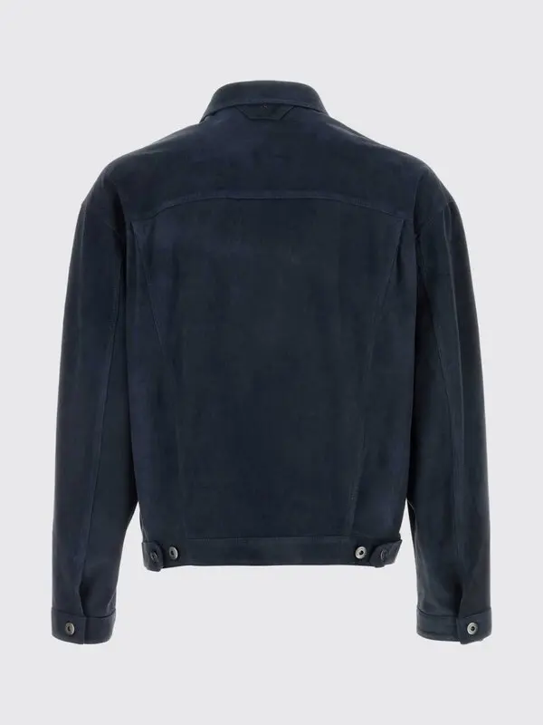 SALVATORE SANTORO Suede Leather Shirt Jacket With Metal Buttons