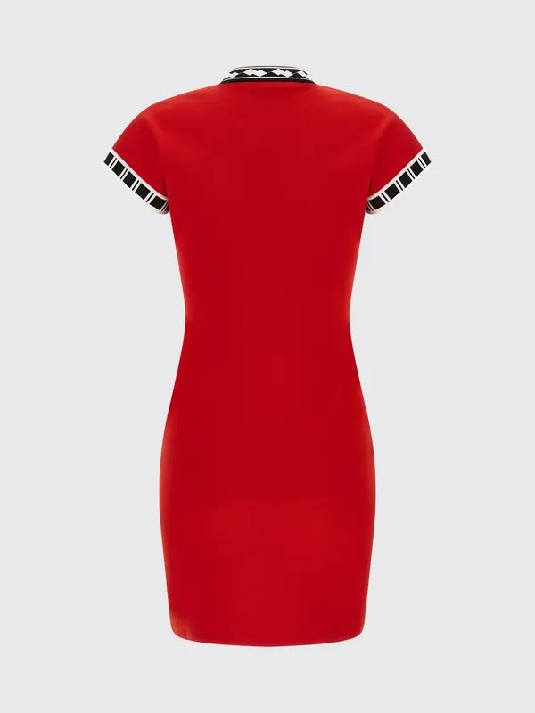 Versace Slim Fit Cotton Sheath Mini Dress With Contrast Trims