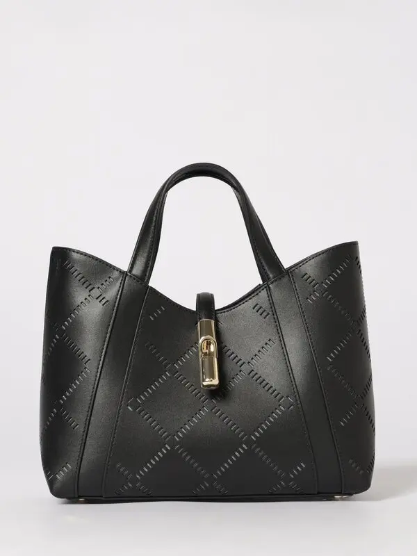 Furla Goccia Perforated Leather Bag - Black