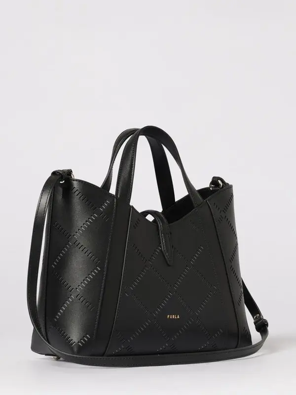 Furla Goccia Perforated Leather Bag - Black