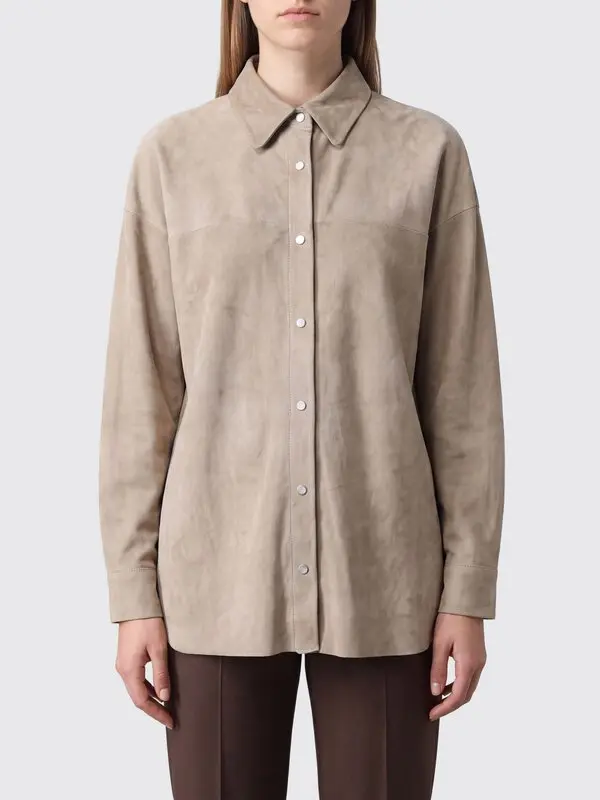 SALVATORE SANTORO Suede Shirt With Fringe Detail