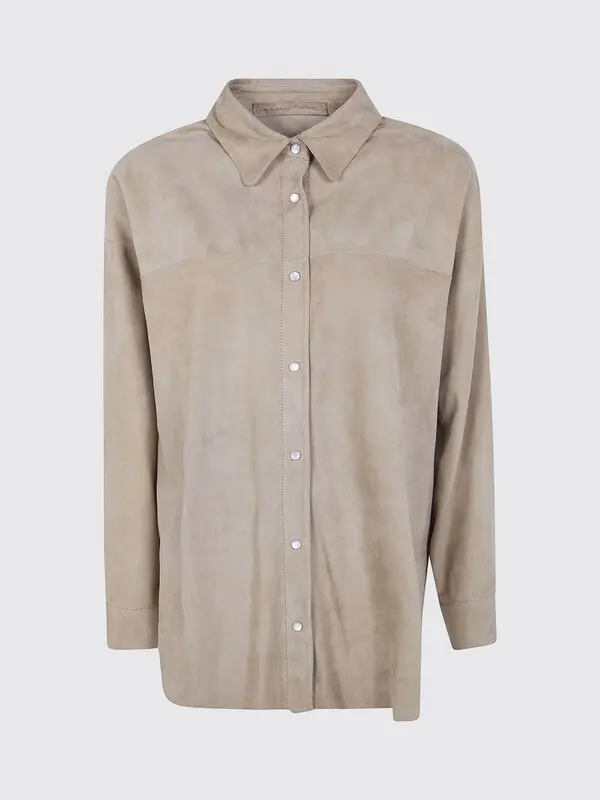 SALVATORE SANTORO Suede Shirt With Fringe Detail