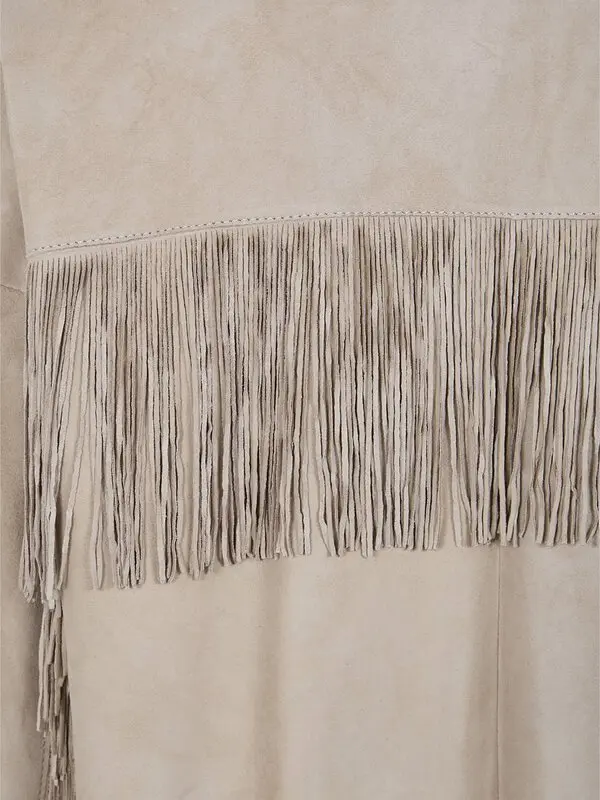 SALVATORE SANTORO Suede Shirt With Fringe Detail