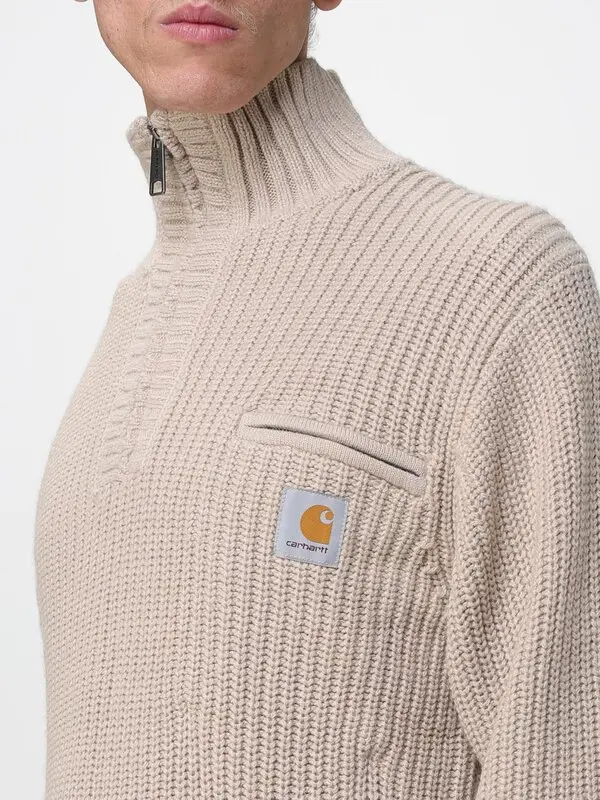 Carhartt Work In Progress Ribbed Quarter Zip Pullover - Natural