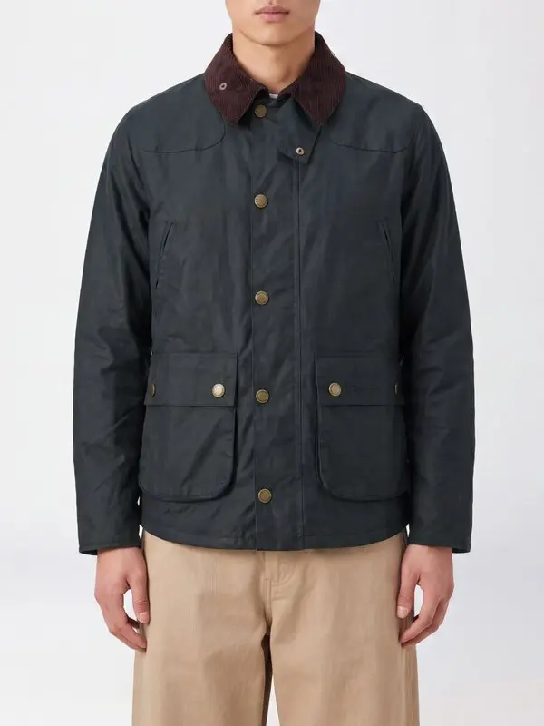 Barbour Waxed Cotton Jacket With Corduroy Collar - Brown