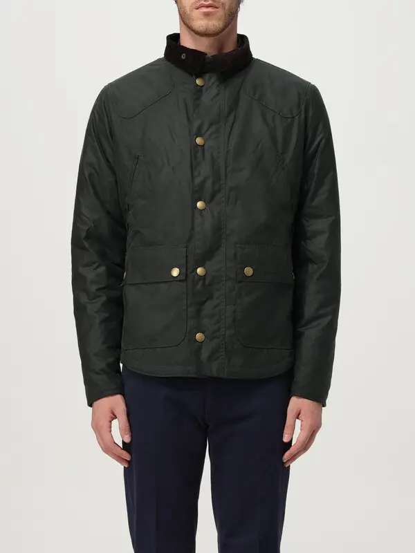 Barbour Waxed Cotton Jacket With Corduroy Collar - Sage