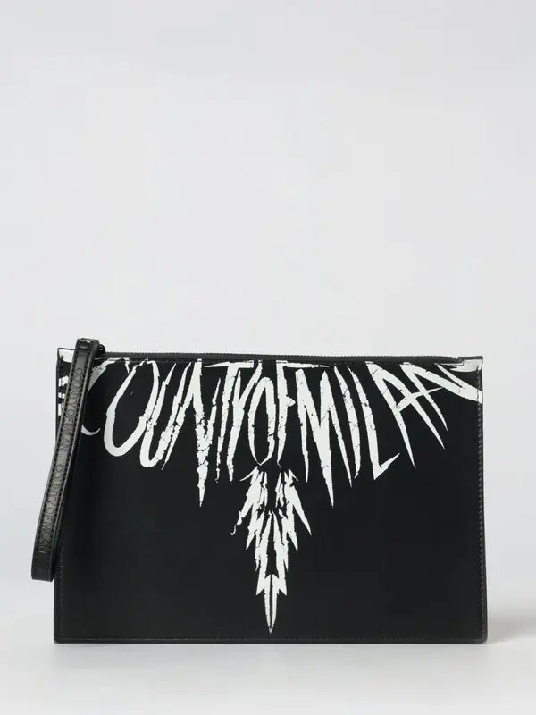COUNTY OF MILAN Faux Leather Clutch With Printed Logo - Black