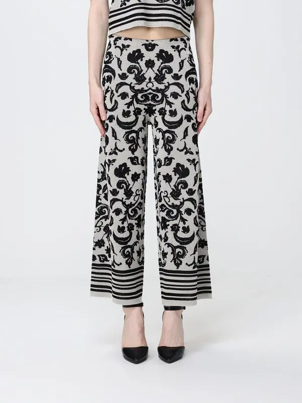 Liu Jo Cropped Trousers With Liberty Motif - Silver