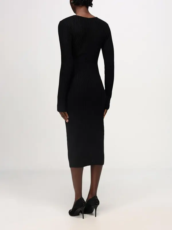 Just Cavalli Ribbed Knit Midi Dress With Cut-out Detail