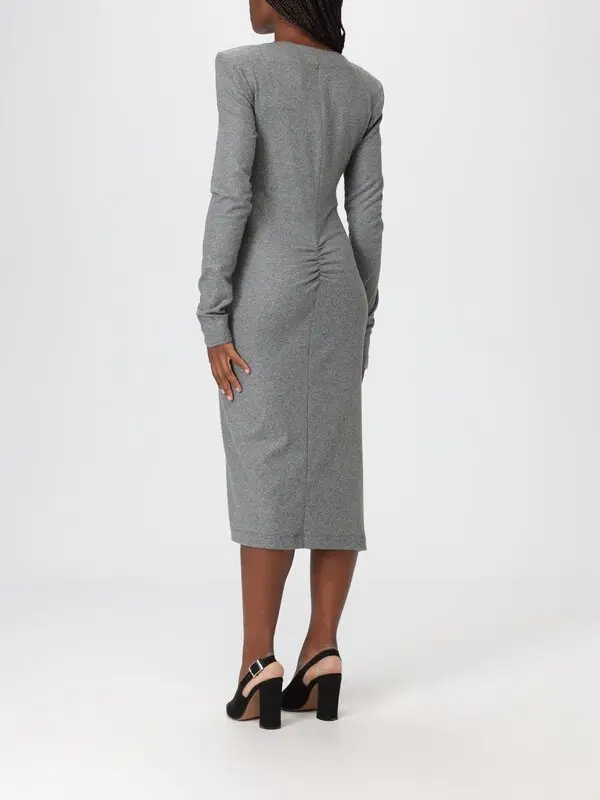 Pinko Long Sleeve Ruched Midi Dress With Zip Detail