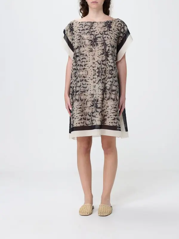 Pinko Polka Cotton Kaftan Dress With Snake Print