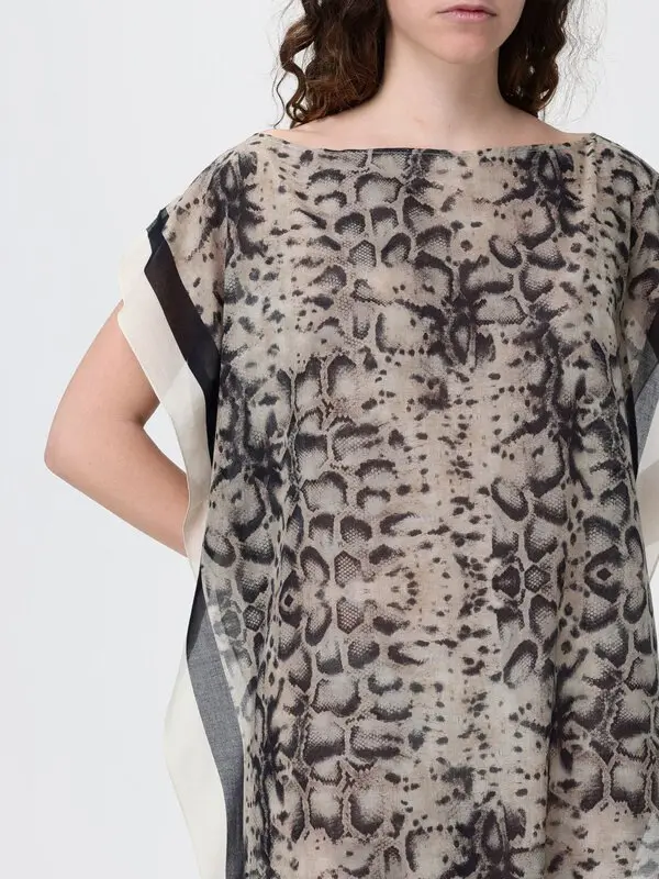 Pinko Polka Cotton Kaftan Dress With Snake Print