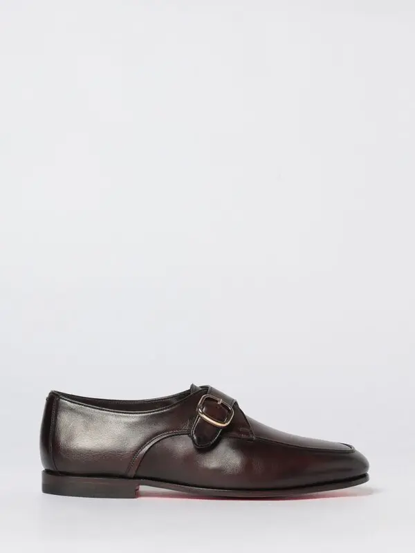 Santoni Leather Monk Strap Shoes