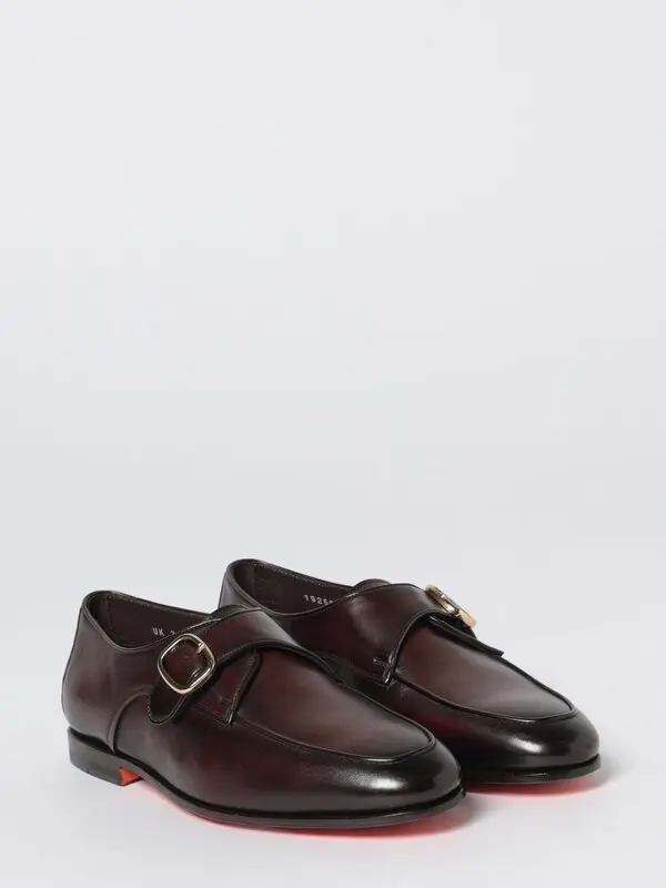 Santoni Leather Monk Strap Shoes