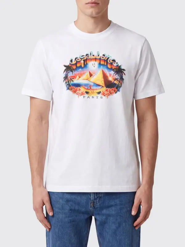 Casablanca Organic Cotton Crew Neck T-shirt With Logo Print - Ivory