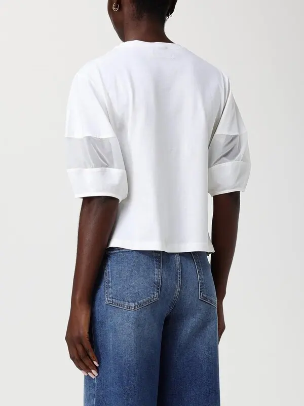 Emporio Armani Cotton T-shirt With Puff Sleeves - White