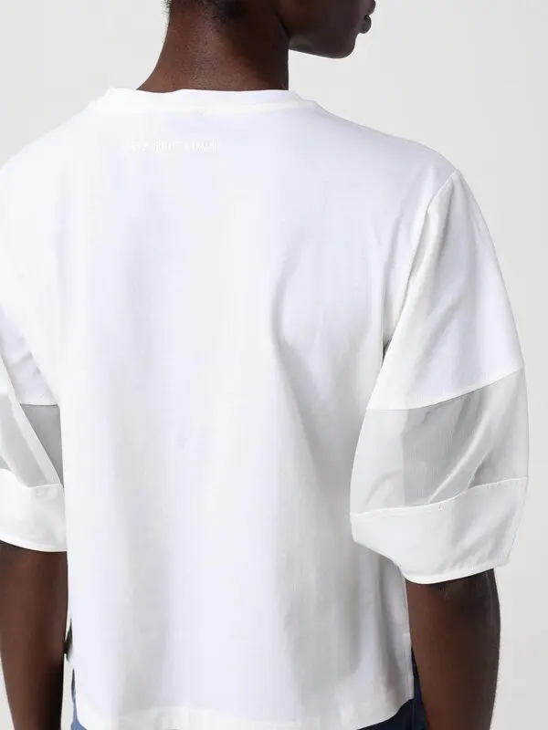 Emporio Armani Cotton T-shirt With Puff Sleeves - White