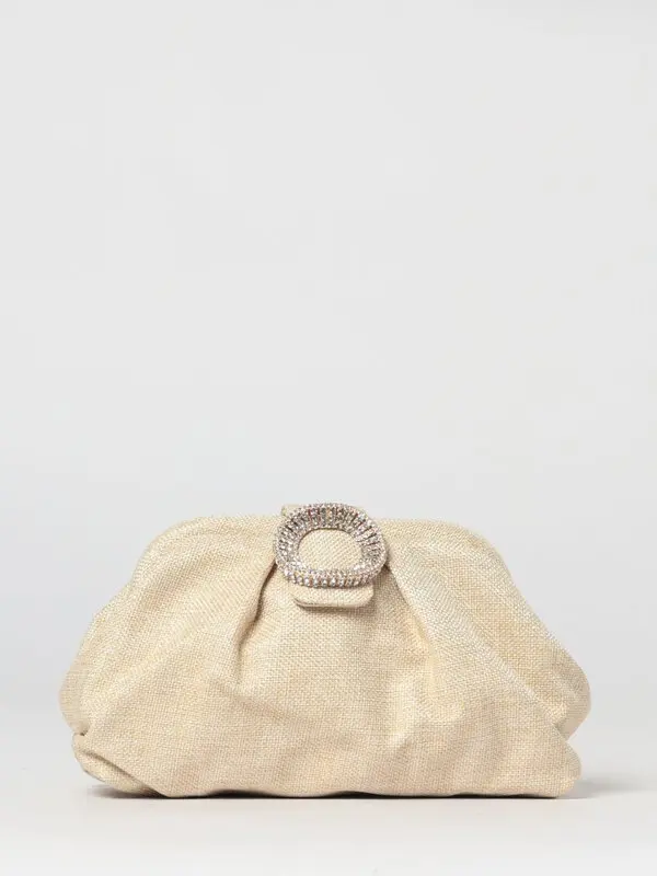 TWENTY FOURHAITCH Bakios Raffia Clutch With Embellished Buckle - Natural