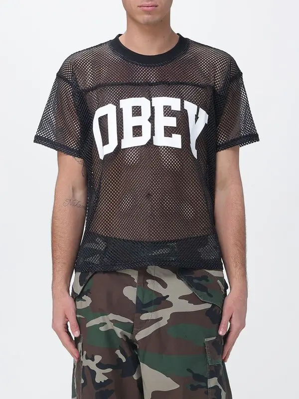 Obey Mesh T-shirt With Logo - Black