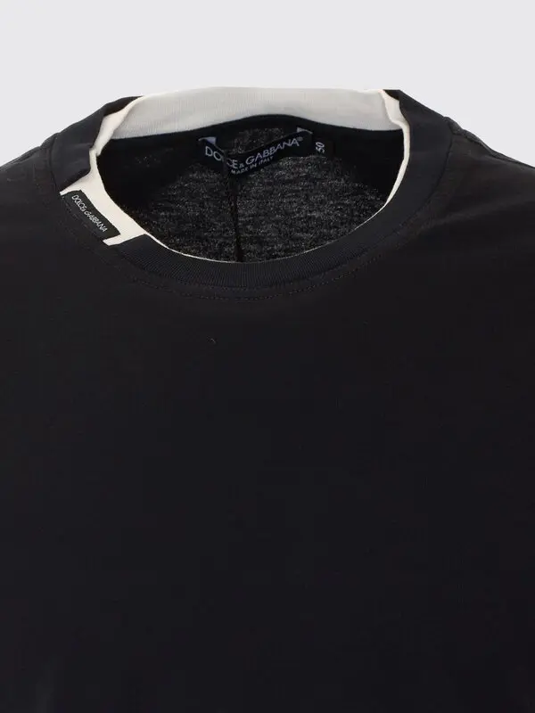 Dolce & Gabbana Contrast Logo And Trim Cotton T-shirt - Blue